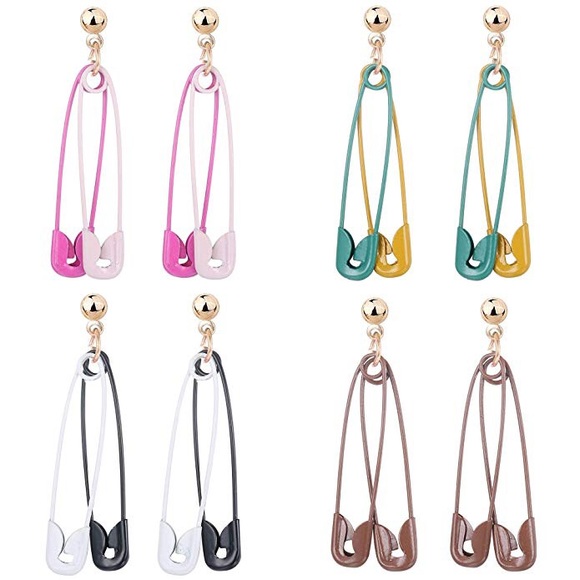 Accessories | 4 Pairs Safety Pin Punk Goth Stylish Earrings Set | Poshmark